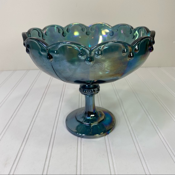 Indiana Glass | Dining | Vintage Blue Indiana Carnival Glass Compote ...